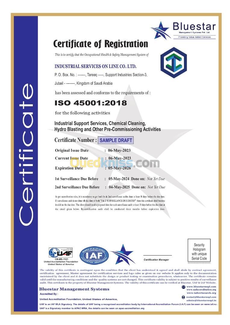 certification des systèmes de management iso 9001/14001/45001 - Alger Algérie