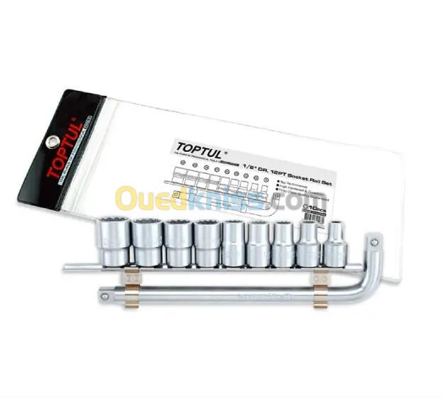 Jeu de rails de douilles 12PT 10pcs 1/2\" (y compris bras de force ...