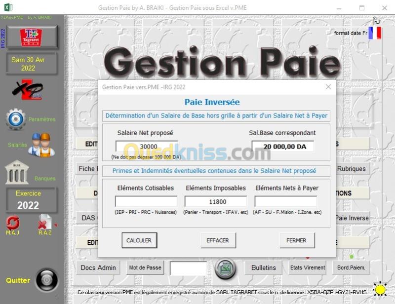 Classeur Paie 2022 - Oran Algérie
