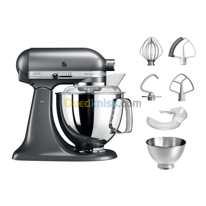Robot PETRIN KITCHENAID Artisan GRIS SOURIS 2 BOLS- 300W- 4,8L ...